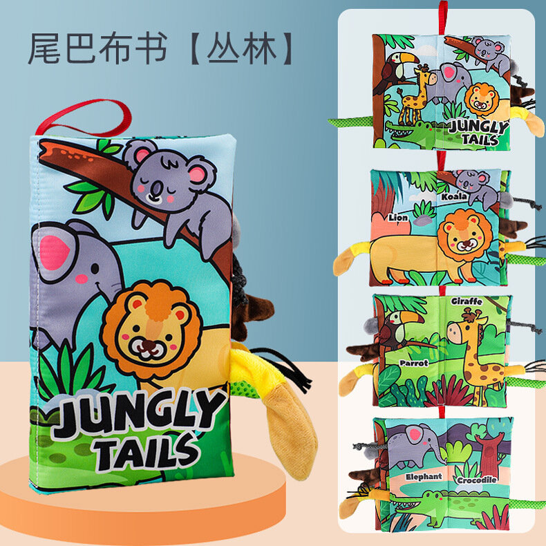 [Бесплатная доставка] Детская книга для раннего развития, устойчивая к разрывам, 4 страницы, 8 сторон, веселая 3D звуковая книга из ткани для детей