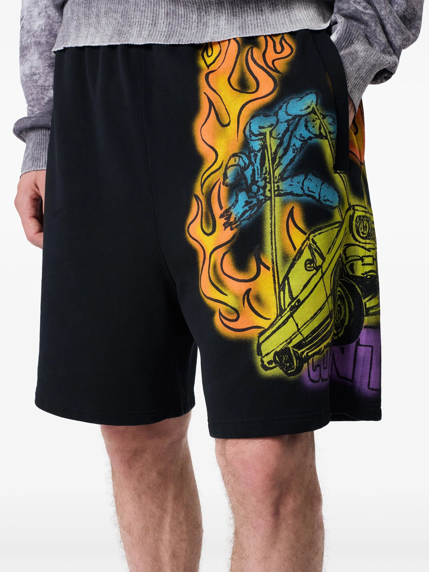 Шорты MARCELO BURLON County Flame, размер XL, черный — фото 1