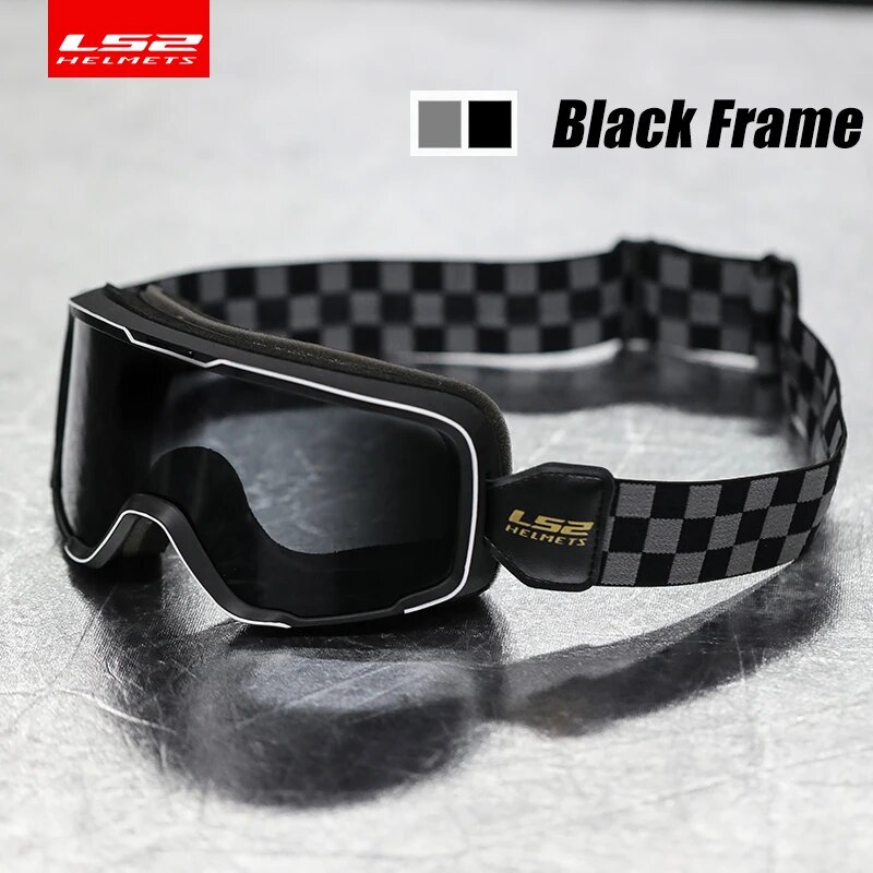 LS2 оригинальные мотоциклетные очки, винтажные очки для шлема, ретро Черный, LS2-Black Frame