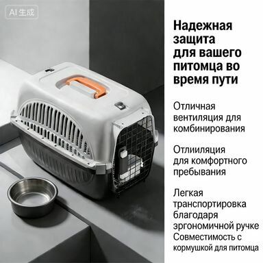 Сумка-переноска для животных PET PRIDE, серая(серый)