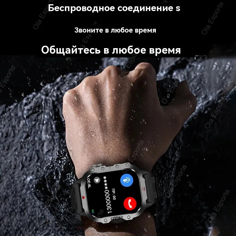 Смарт-часы, Black, 2.01" TFT, IP63, Bluetooth 5.0, GPS, мониторинг здоровья — фото 1