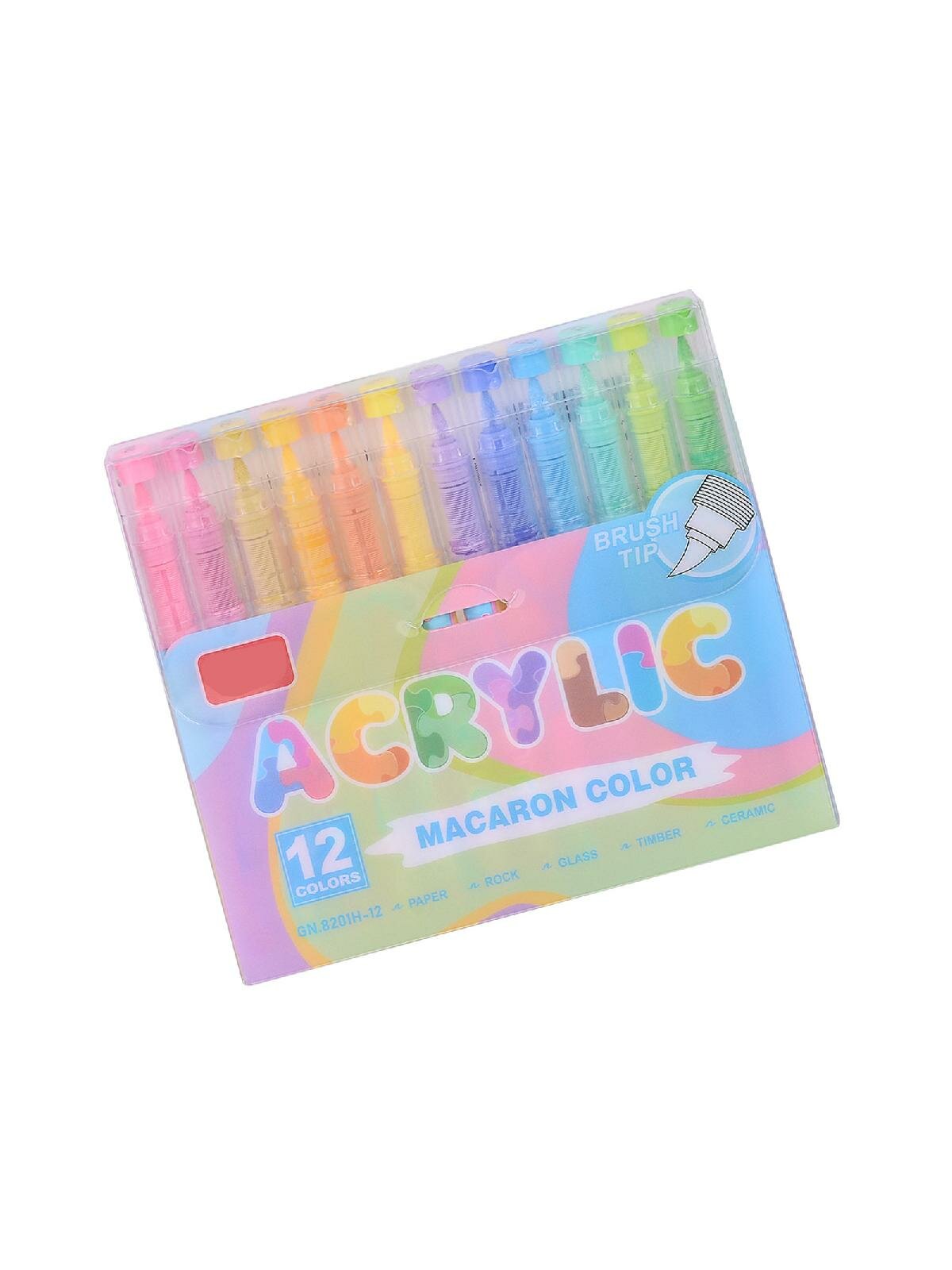 12шт Жидкий акриловый маркер 12 Цветов Акриловая краска Ручка Кисть Маркер для рисования