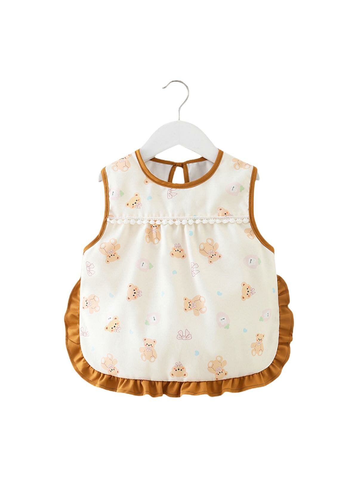 Мультяшный фартук для кормления малышей, слюнявый нагрудник без рукавов, водонепроницаемый