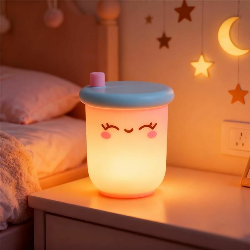 Ночник детский, светящийся стакан с автономным питанием и переключателем. Современный дизайн для спальни, уютное освещение в форме животных
