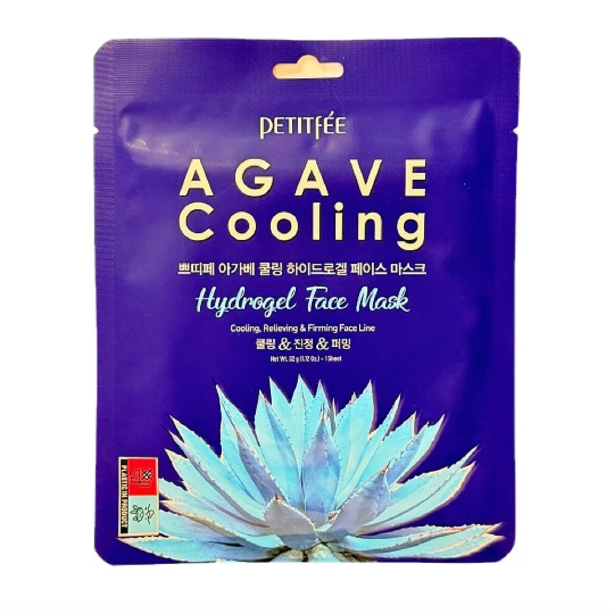 Petitfee Охлаждающая гидрогелевая маска с экстрактом агавы (1шт) Agave Cooling Hydrogel Face Mask