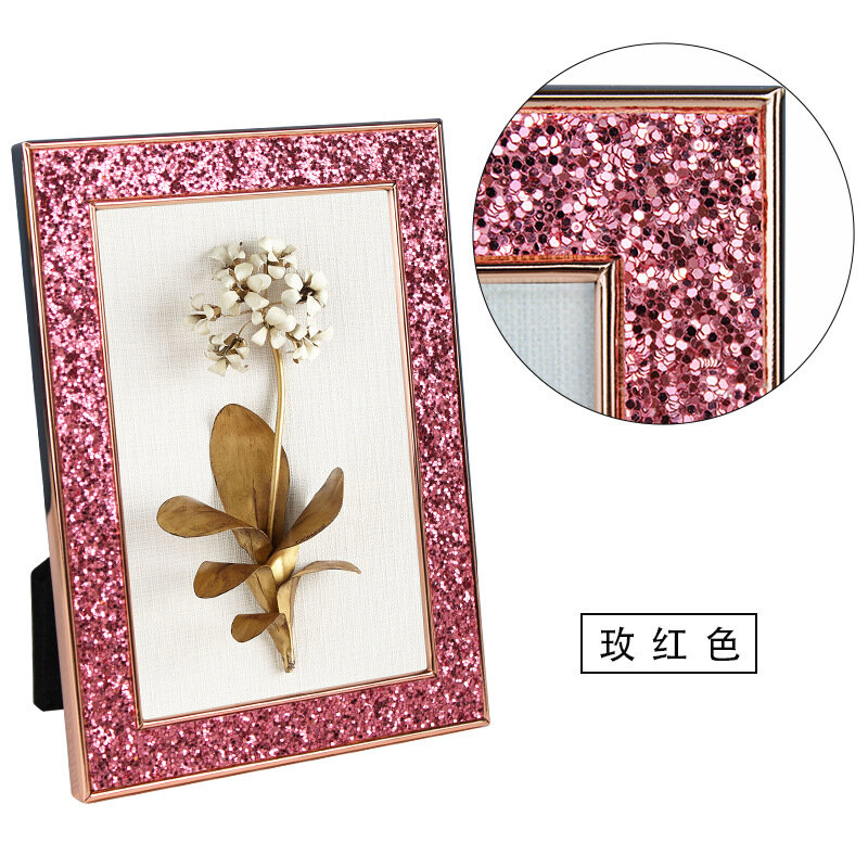 Детская художественная металлическая фоторамка, подставка для демонстрации, легкая роскошь, прямоугольная, современная, простая рамка для картин, настенное крепление, бесплатная доставка, зеркальная рамка