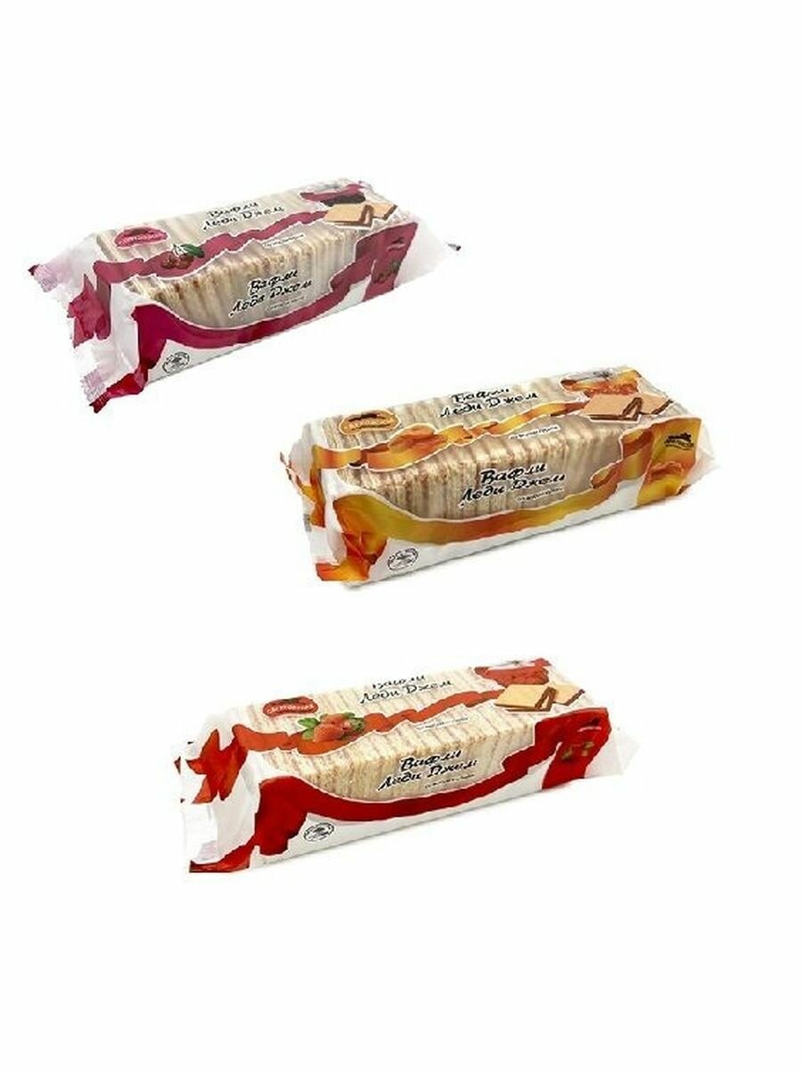 Вафли Ассорти Леди Джем, курага, клубника, вишня, 250гр 3 шт.