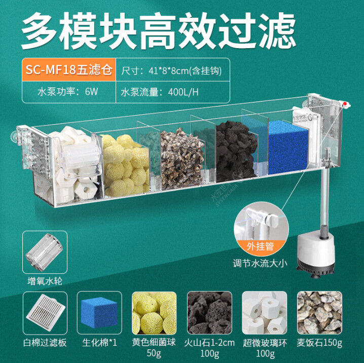 ⭐Фильтр для аквариума и черепахового аквариума 3-в-1, аэрация, капельный поток, циркуляция, внешний верхний фильтр для очистки воды, водопад, настенный фильтр⭐