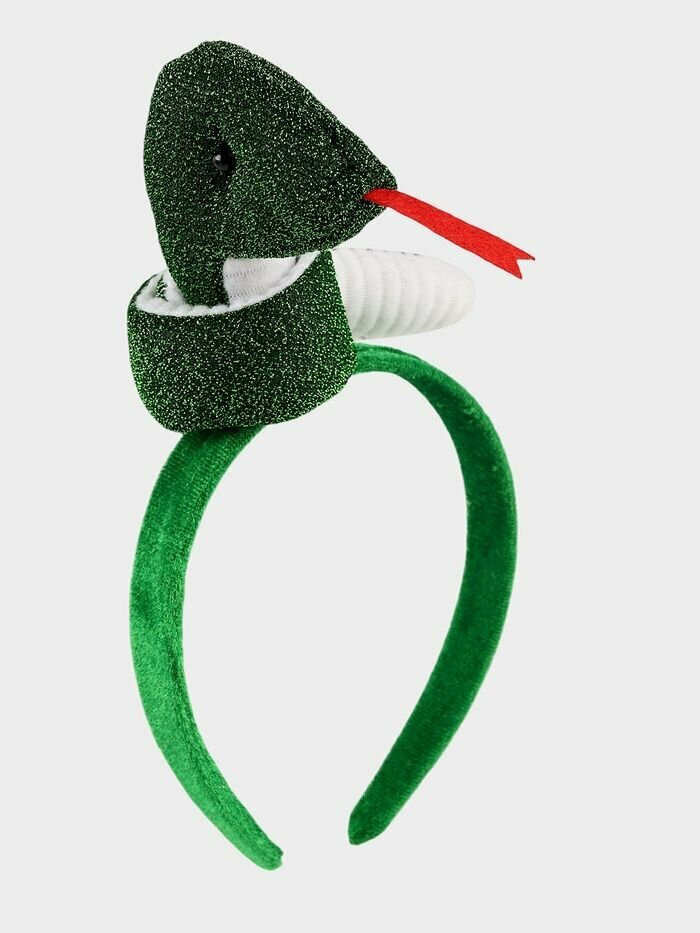 Ободок карнавальный КНР "Змея", зелёный, новогодний, универсальный размер