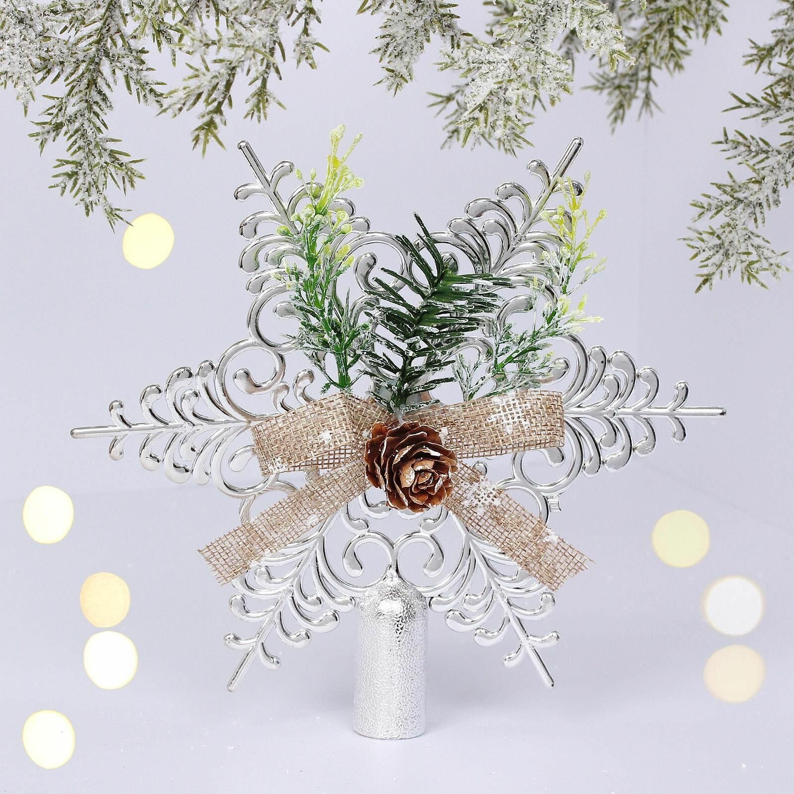 Звезда на ёлку Серпантин 19х19 см "Хвойная", Серебряная