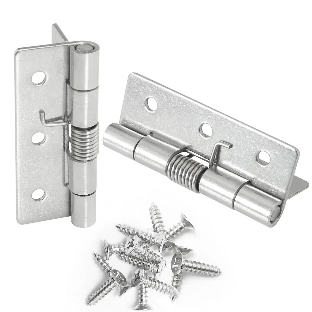 2 шт. самозакрывающаяся петля из нержавеющей стали для дверей, тяжелая пружина 7.00X3.00X2.50CM, серебристая