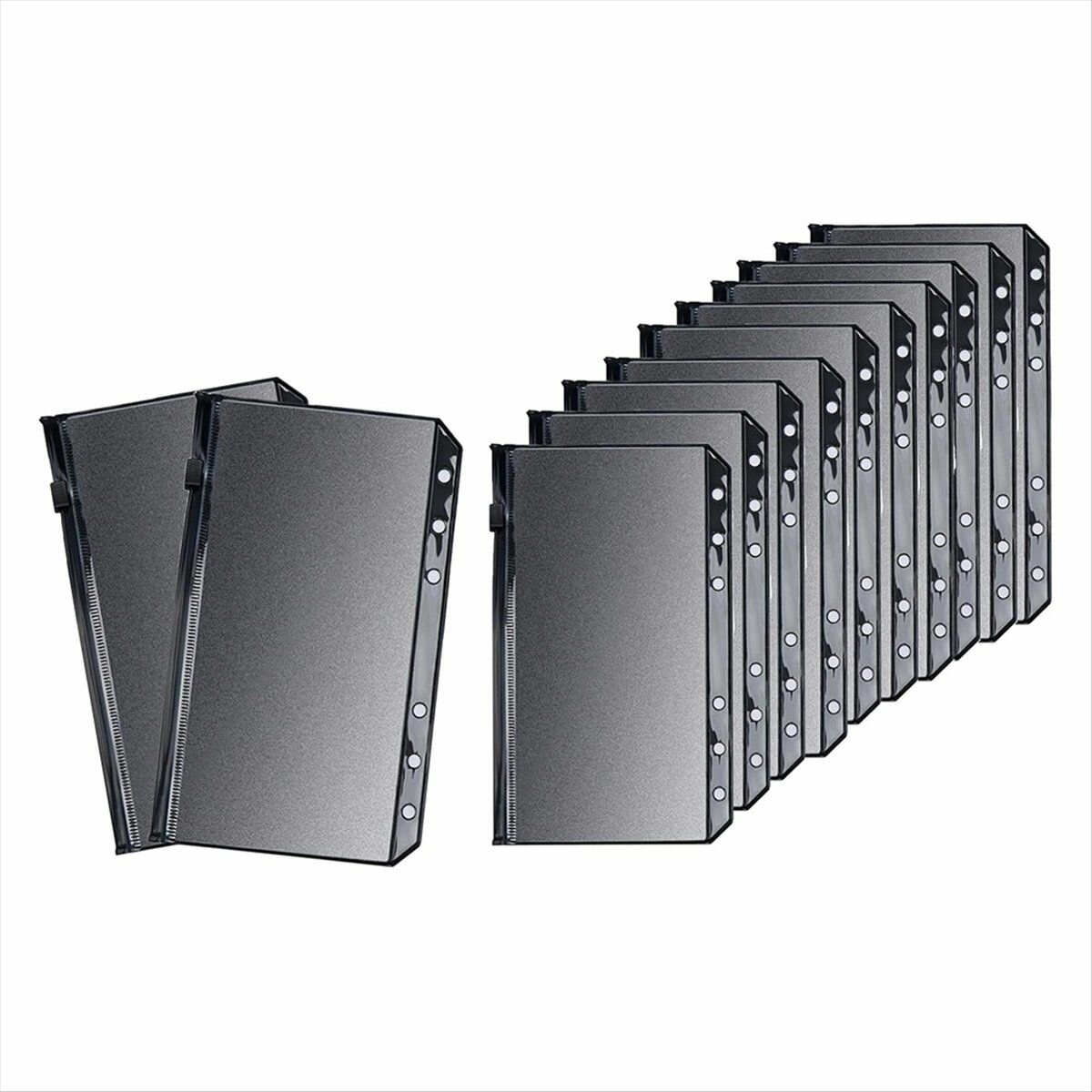 K2 12 черных конвертов для денег формата А6 из ПВХ, бюджетные, 1 сетка OZY2