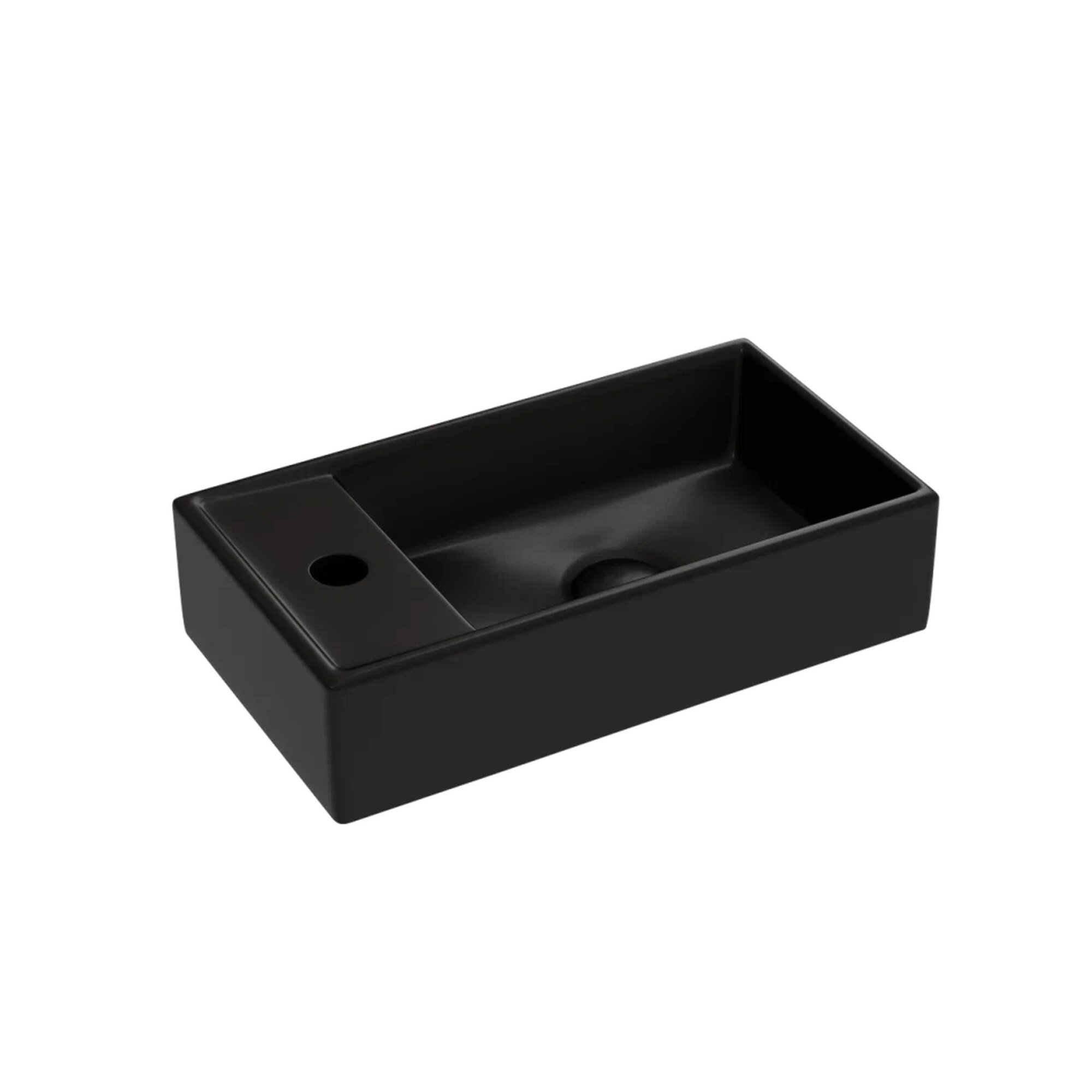 Умывальник подвесной прямоугольный (чаша справа, отверстие под смеситель слева) цвет черный матовый Element 407x217x100