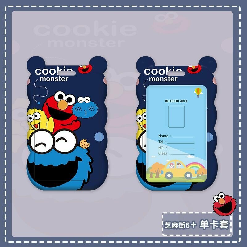 Держатель для карт с мультяшным Улицей Сезам, держатель для студенческого удостоверения, держатель для карт доступа в автобус и метро с шнурком для детского сада