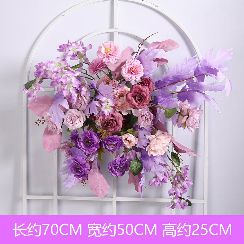 Фиолетовая напольная цветочная композиция для свадьбы, свадебные декоративные цветы, искусственный букет цветов, искусственные цветы для сцены, подиума и прохода, подвесные цветы, цветы в горшках.