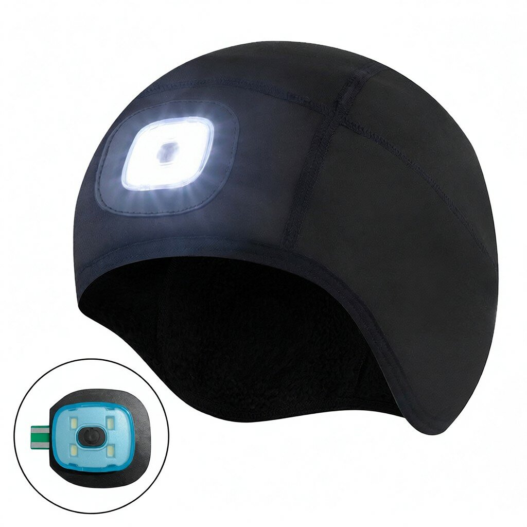 Спортивная Кепка: 56-62 См Эластичный Полиэстер-Спандекс С Регулируемым Обхватом Светящаяся Шапка С Подсветкой - 3 Уровня Яркости Для Велопрогулок И Походов Спортивные Кепки Для Мужчин С Usb-Зарядкой До 20 Часов