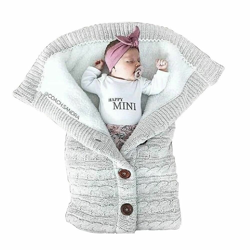 Пеленка-кокон осенне-зимний вязаный спальный мешок для младенцев