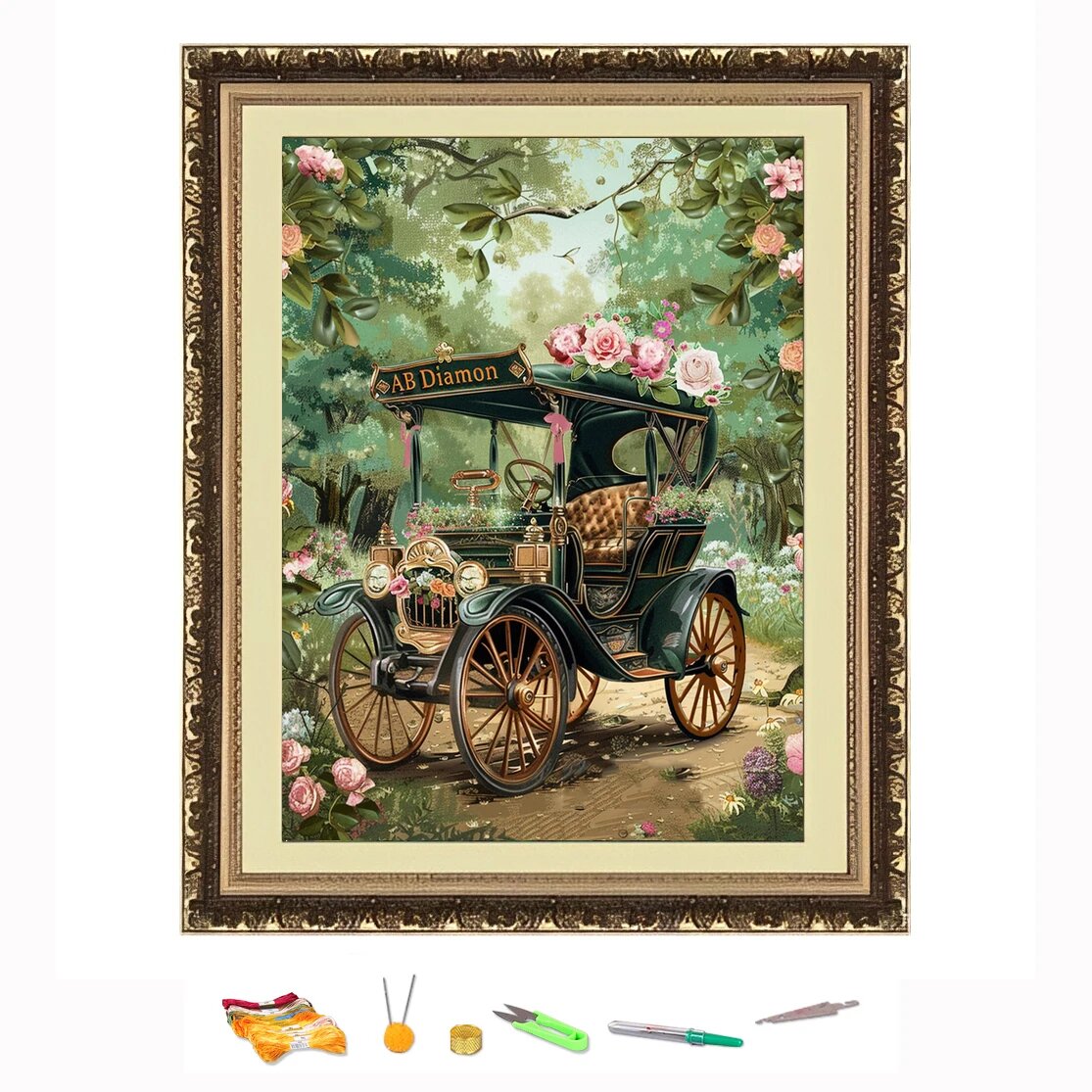 Набор для вышивки крестом "Ретро узор Рикша" 11CT 30x40cm, H6877, 11CT Cotton Threads