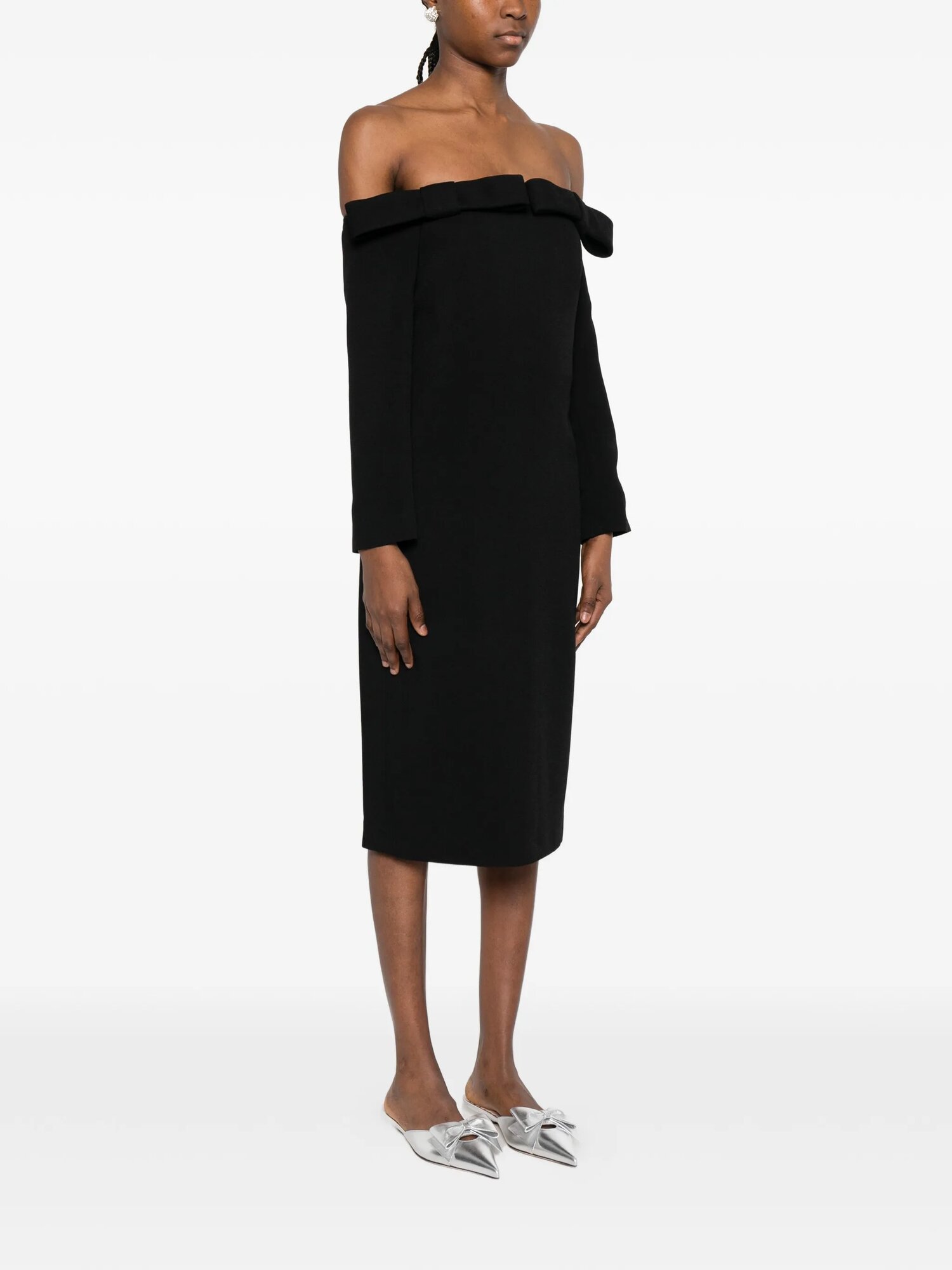 Платье N° 21 Off-shoulder midi dress, размер 44, black/black — фото 1