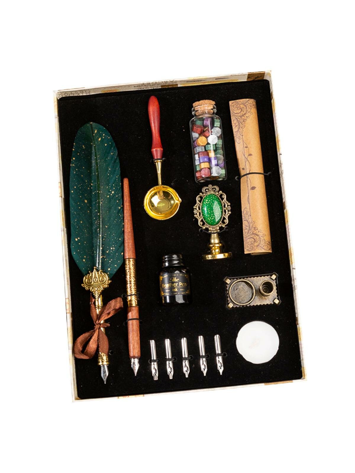 Ретро Перо Dip Pen Kit с 5 Сменными Наконечниками Для Каллиграфии Подарочный Набор Гусиных Ручек