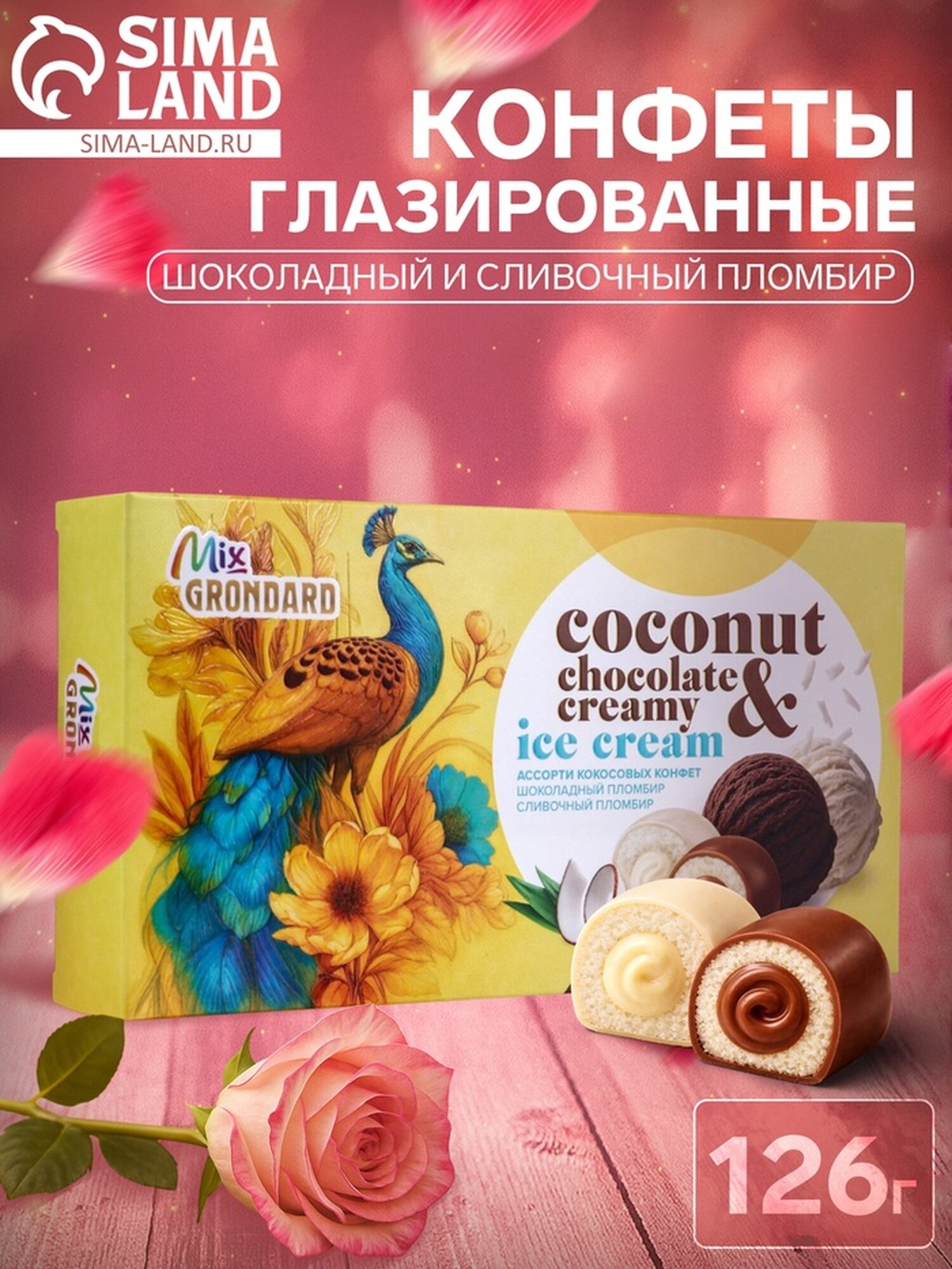 Конфеты глазированные "Сливочный и шоколадный пломбир" 126 г 10969575