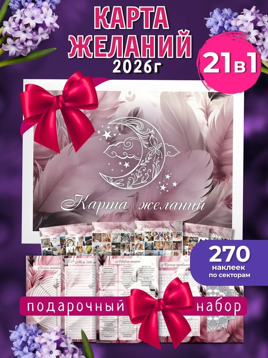 Карта желаний 2026 2027 женская подарок девушке подруге женщине на день рождения, 8 марта и 14 февраля