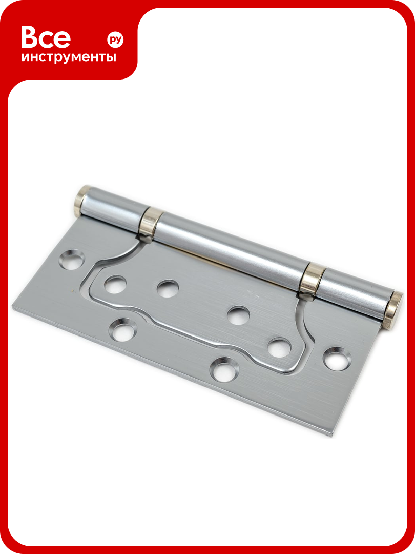 Накладная петля без врезки Стандарт (100х75х2.5 мм; матовый хром; 1 шт) 7148, стальная петля‑бабочка с открыванием