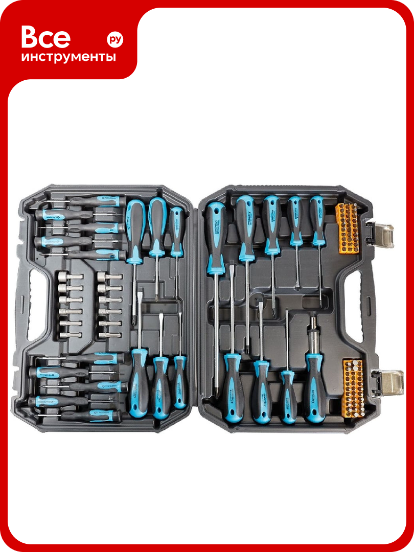 Набор отверток и головок Smartbuy реверс, PH, PZ, SL, Torx, HEX, S, 4-12 мм, Cr-V, 100 штук SBT-SCN-100P1