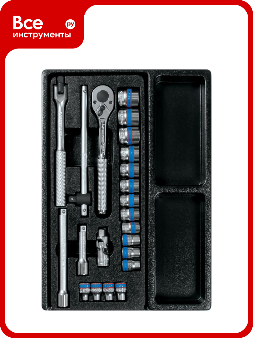 Набор торцевых головок 3/8" с принадлежностями (ложемент, 23 предмета) KING TONY 9-3523MR