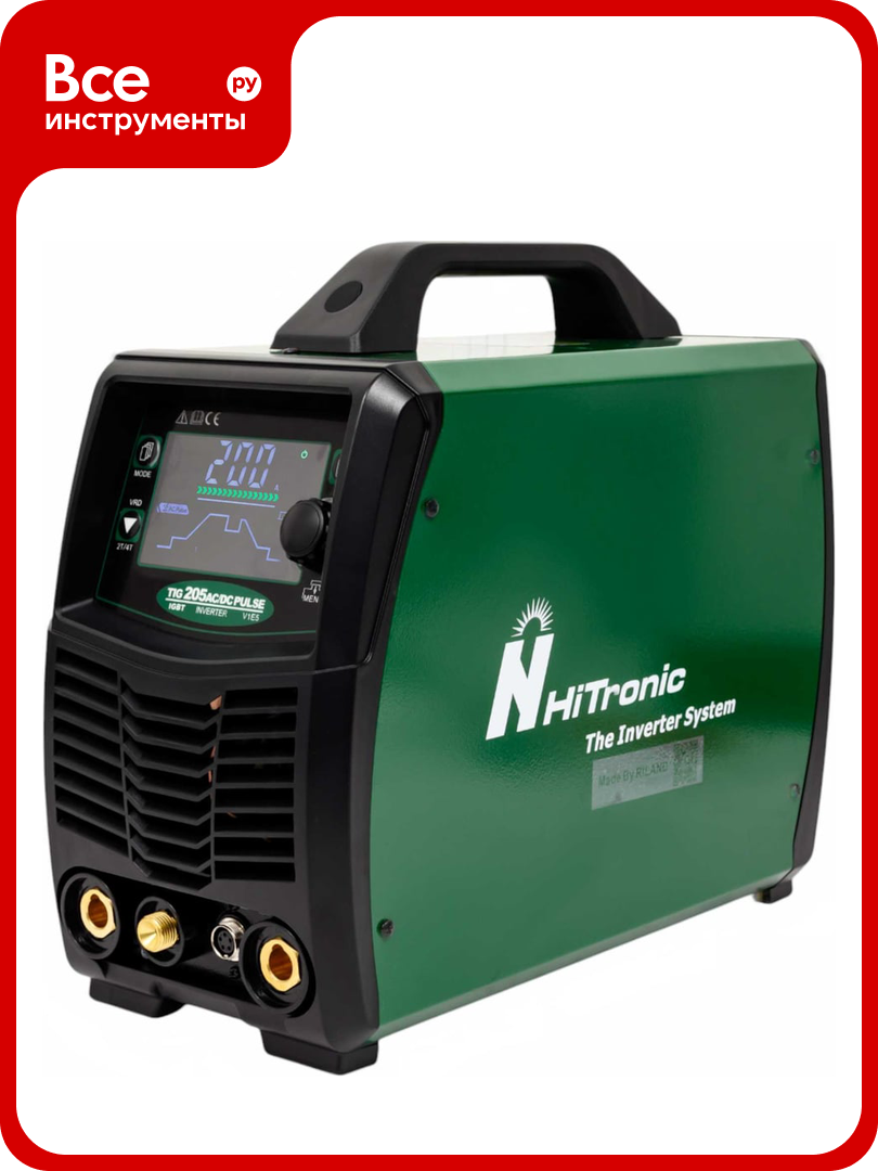 Инверторный сварочный аппарат HITRONIC TIG 205ACDC Pulse: полупрофессиональная модель для сварки алюминия, мощность 8.3