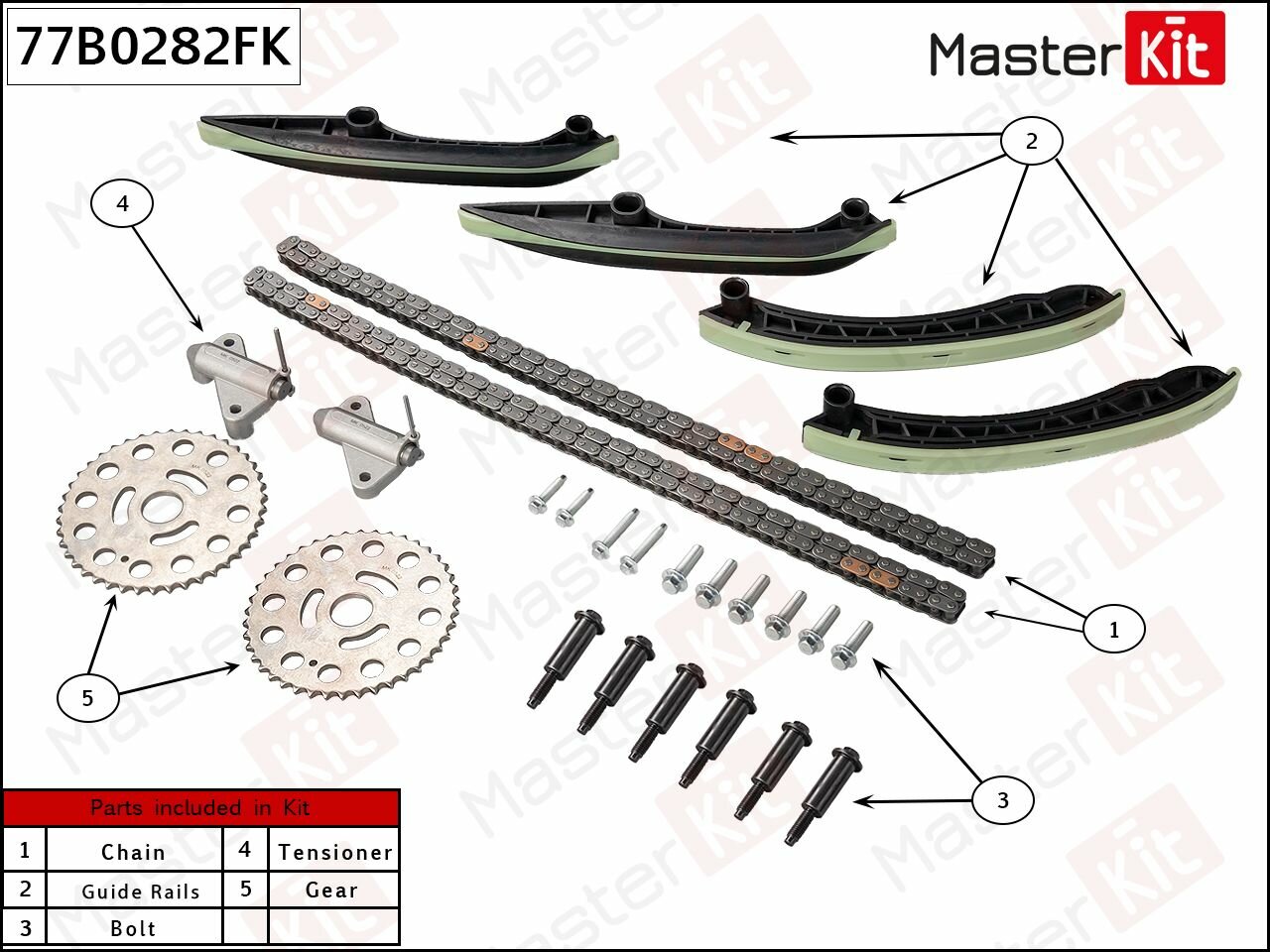 Комплект цепи ГРМ NISSAN/INFINITI EX30d/QX50/QX70/M30d/Q70/Navara/Pathfinder 10-15 V9X MasterKit 77B0282FK