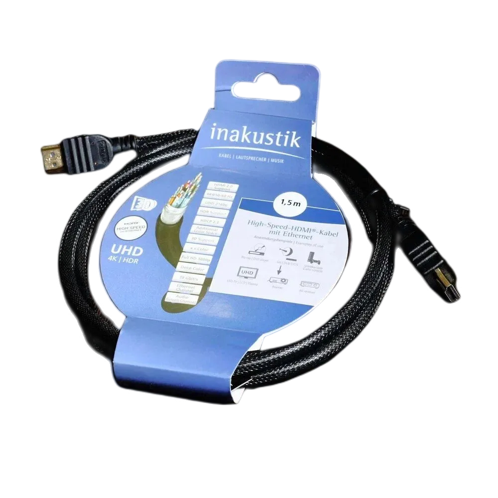 Кабель Inakustik 313990015, HDMI, 1,5 м, высокоскоростной, позолоченные коннекторы