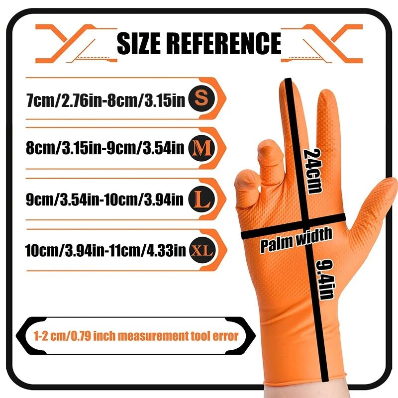 Одноразовые нитриловые перчатки оранжевые для работы Orange 100PCS, XL