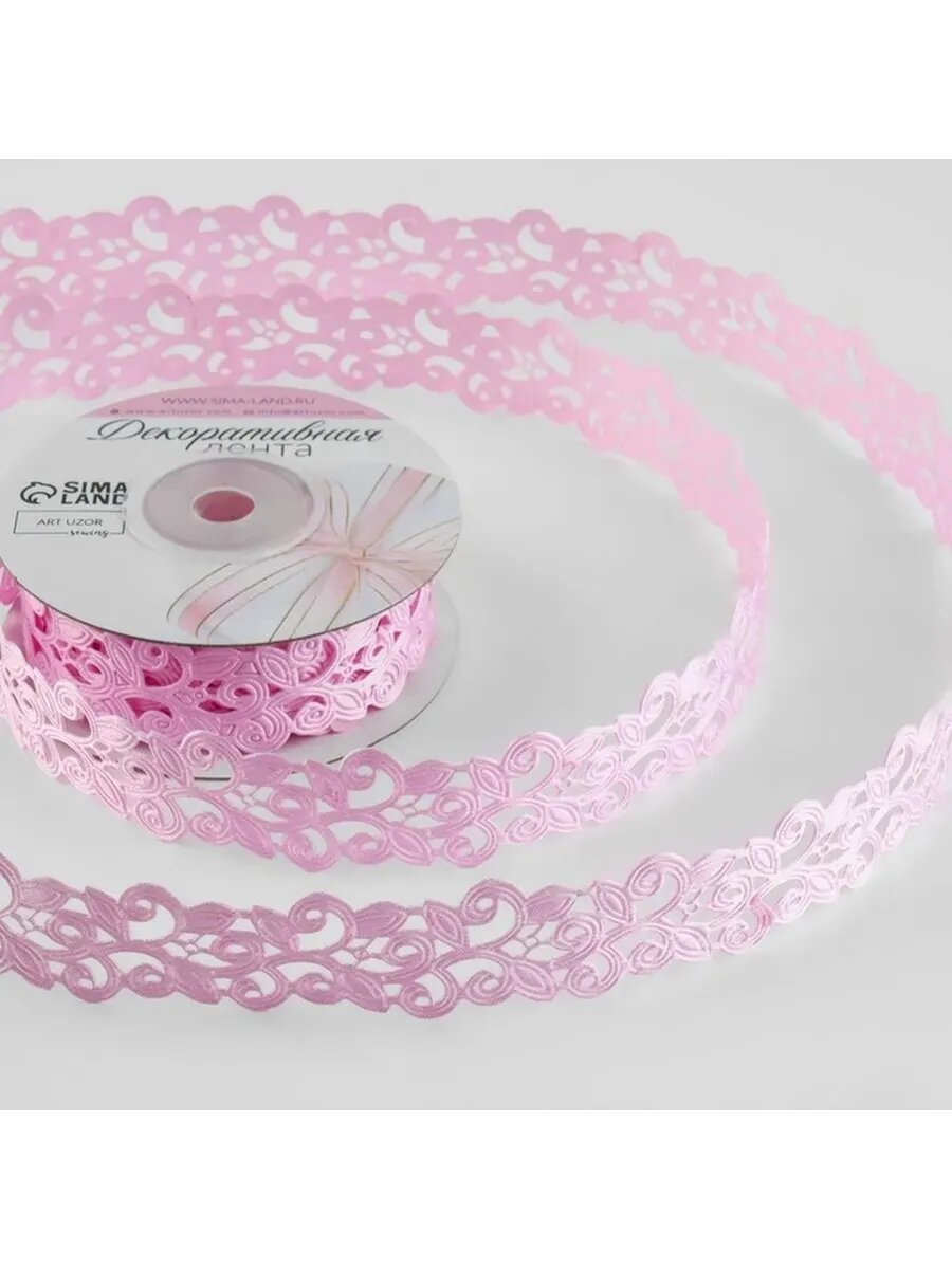 Розовая фигурная лента для творчества и декора