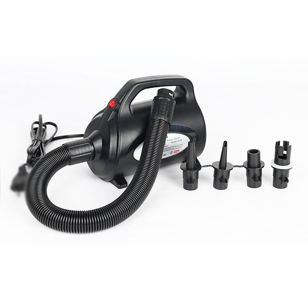 Электрический надувной насос портативный 650W, двухцелевой надув-выдув, для надувных йогинских ковриков, каяков, игрушек, с четырьмя насадками, материал ABS, ток 2.9A/5.8A, частота 50~60Hz, воздушный объем 2300~2500л/мин, вилка EU/USA (опционально),