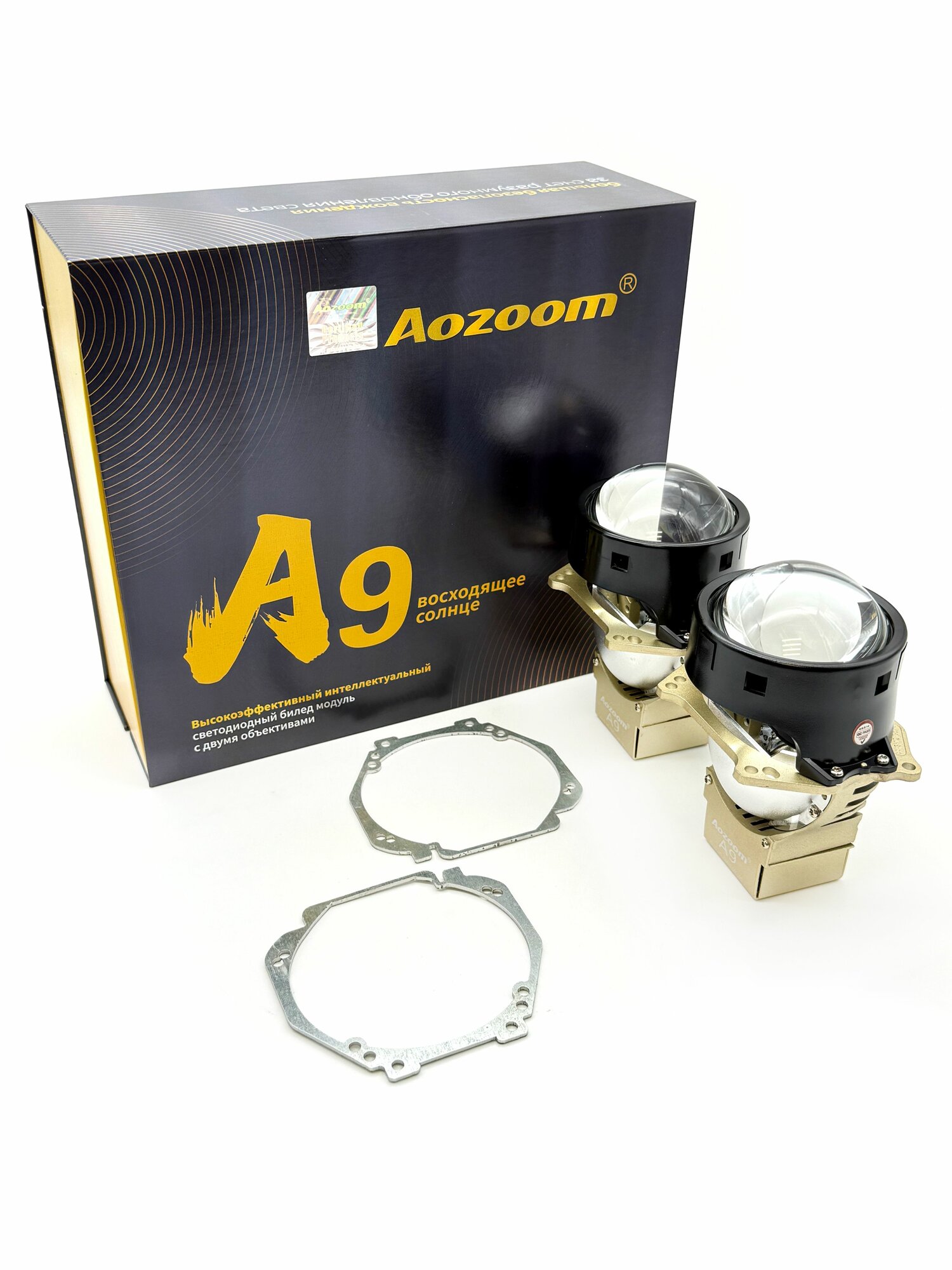 Светодиодные билед модули Аозум А9 на Honda CR-V 4 2012-2018 / Линзы bi-led A9 для Хонда СРВ 4