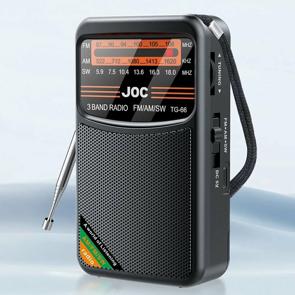 Магнитола Портативное мини-FM AM SW полнодиапазонное радио с автоматическим поиском лучшего приема для Elder, черный