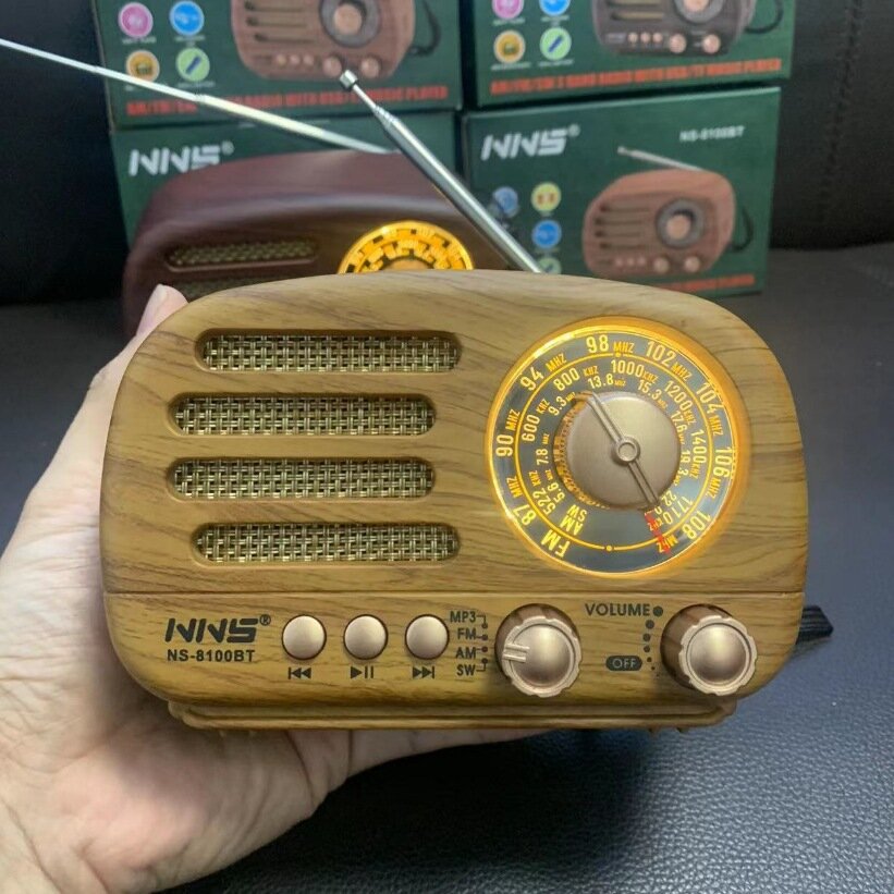 Горячая продажа ручного регулируемого ретро Bluetooth-динамика с полным диапазоном радио, многофункционального портативного динамика с возможностью вставки карты