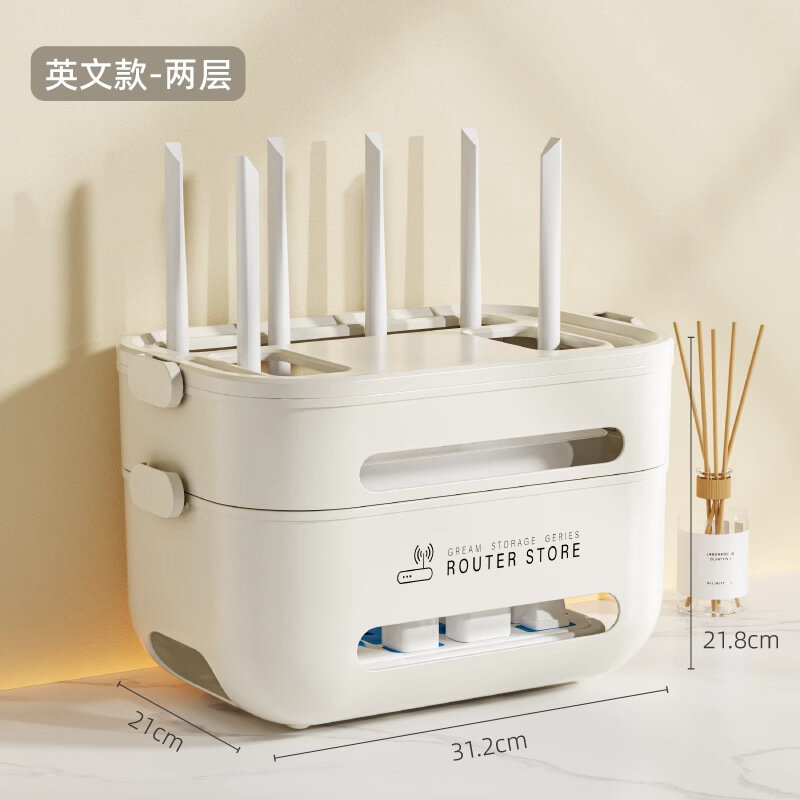 Коробка для хранения WiFi роутера, полка для ТВ-приставки, настольная розетка, органайзер для беспроводного модема и кабелей