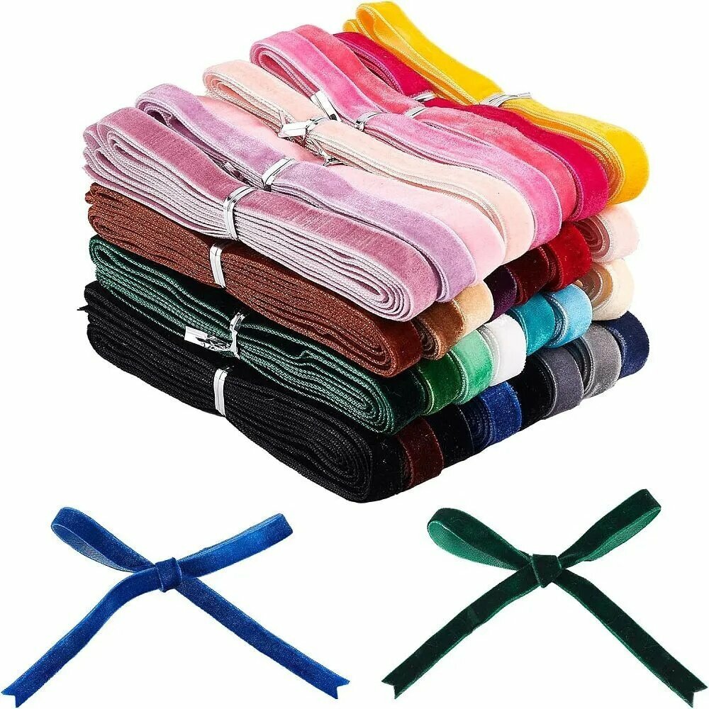 60 ярдов односторонней бархатной ленты шириной 10 мм, 30 цветов, атласная лента, полиэстеровая бархатная лента для упаковки свадебных подарков, бантов для волос, домашнего рождественского украшения