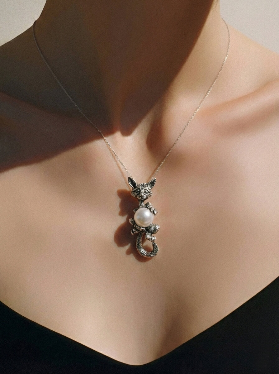 Подвеска, серебро, 925 проба, оксидирование, жемчуг