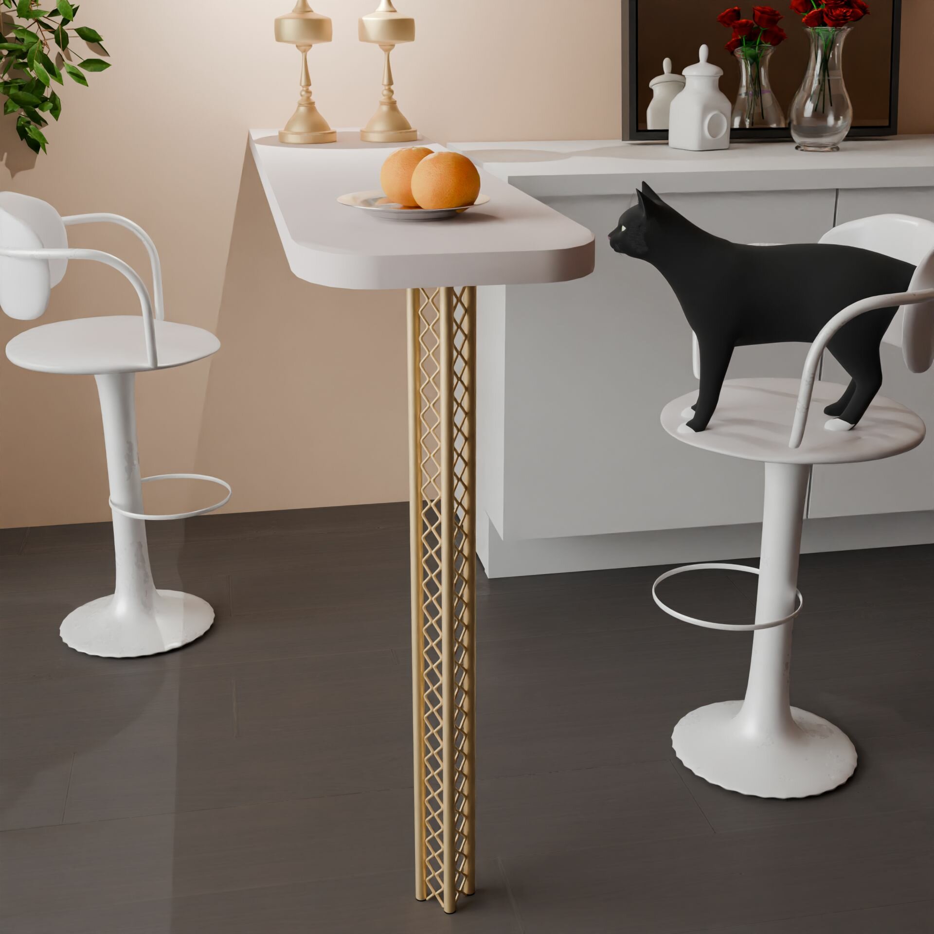 Ножка для барной стойки Ажур3, 110см, Золото матовое. 1шт. Мебельная металлическая, лофт