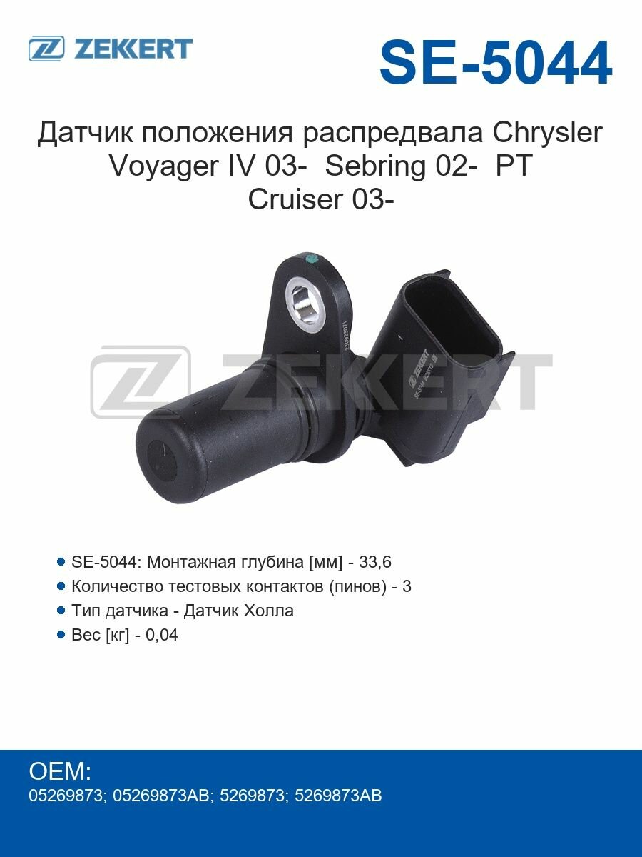 Zekkert Датчик положения распредвала Chrysler Voyager IV 03- Sebring 02- PT Cruiser 03-
