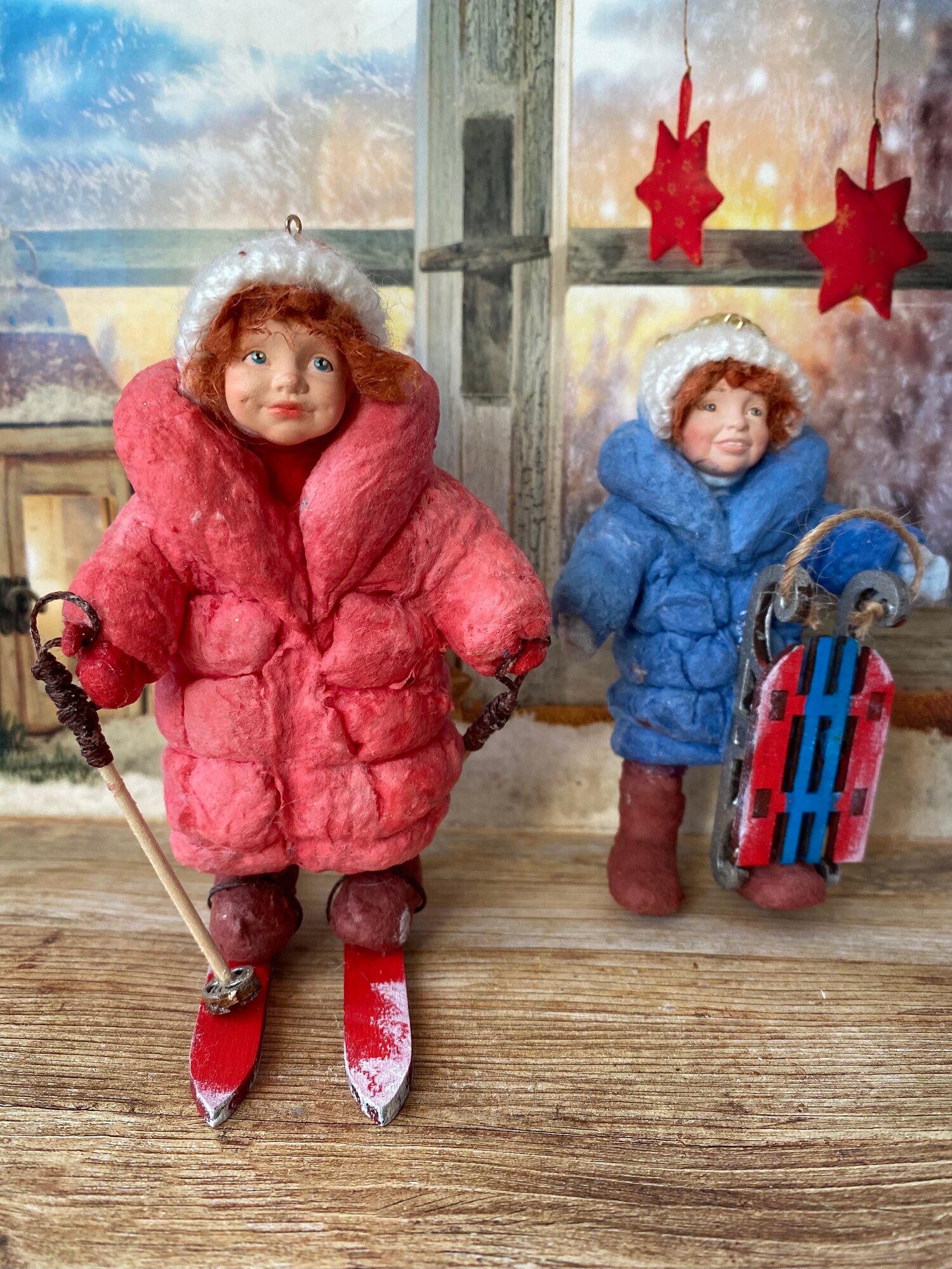 Ватная игрушка на елку Зимние детки .