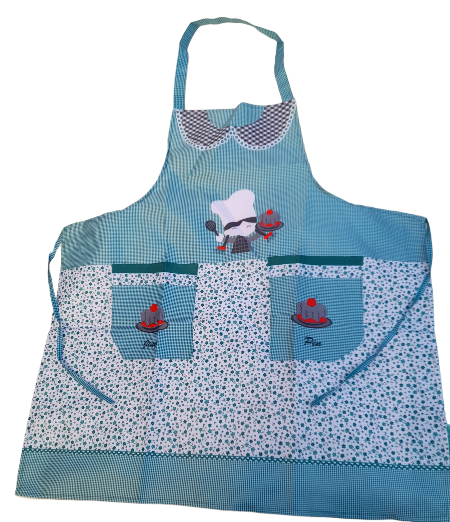 Фартук женский, кухонный, рабочий, универсальный, зеленое яблоко
