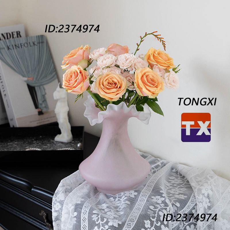 Средневековая французская цветочная композиция-ваза из розового стекла-украшение для дома