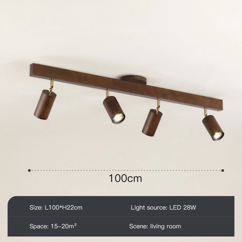 Светодиодные люстры с текстурой древесины, потолочные светильники с прожектором для гостиной, спальни, Черные Декоративные светильники для кухни Warm Light, A type-4 heads