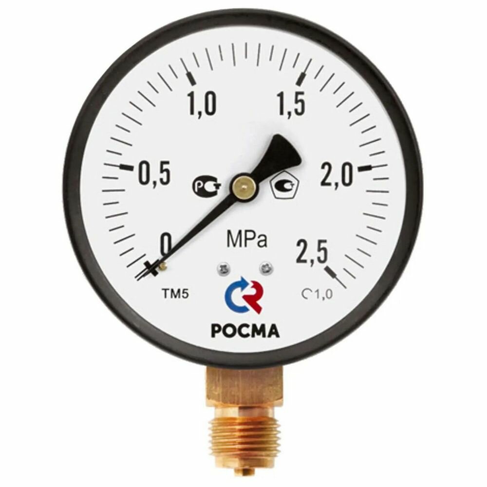 Манометр радиальный Росма ТМ-510Р.00 IP40 (0-1.6МПа) М20х1.5 1.5 общетехнический, 100мм, тип - ТМ-510Р, радиальное присоединение, шкала (0-1.6МПа), резьба М20х1.5, класс точности 1.5