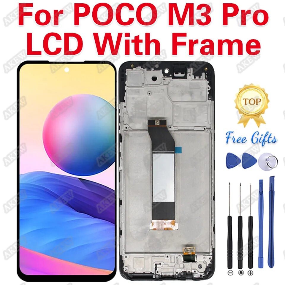 Оригинальный ЖК-дисплей для Xiaomi Redmi Note 10 5G, новый сенсорный экран POCO M3 Pro M2103K19G M2103K19C, замена дигитайзера в сборе M3 Pro With Frame