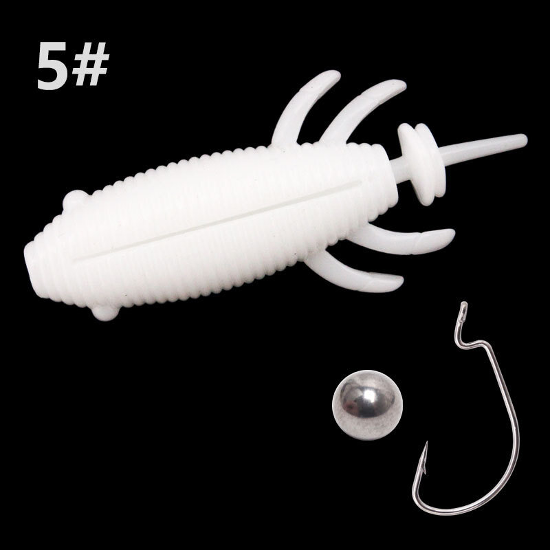 Рыболовная плавающая мягкая приманка-червя Creature Baitк, с крючком и стальным шариком 8 см/13 г, 1 шт, белая